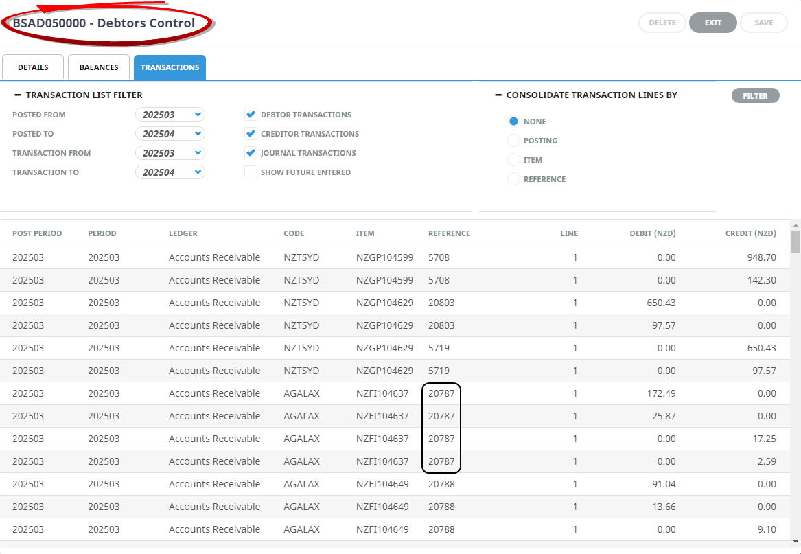 View General Ledger Account Transactions